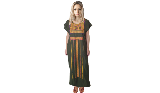 Egyptian Traditional Clothing | Dark Olive Green Galabeya Dress